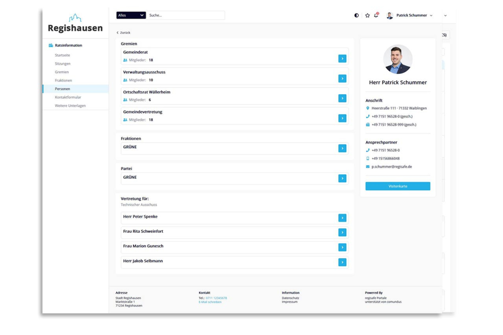 Das regisafe-Ratsinformationssystem im neuen Design