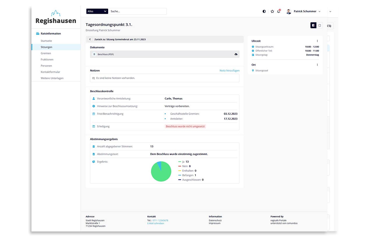 Das regisafe-Ratsinformationssystem im neuen Design