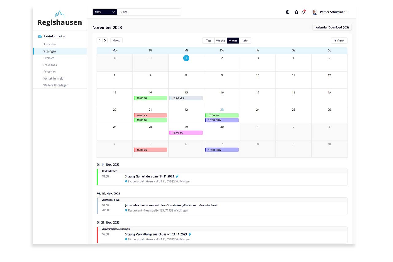 Das regisafe-Ratsinformationssystem im neuen Design