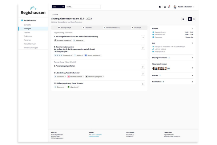 Das regisafe-Ratsinformationssystem im neuen Design